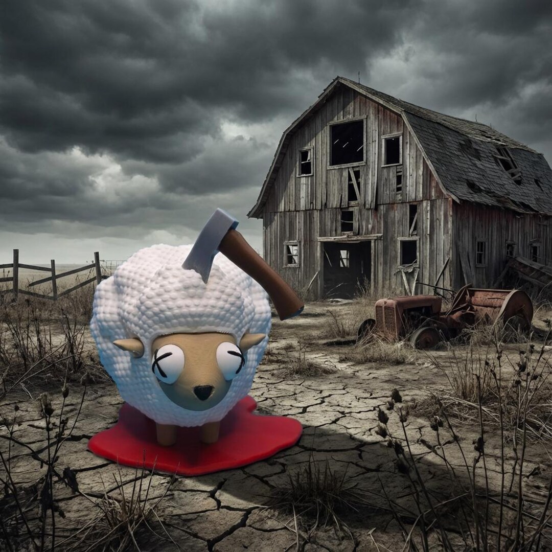 Axed Sheep Figurine – Creepy Cute Dark Humor Oddity, 3D Printed - Etsy