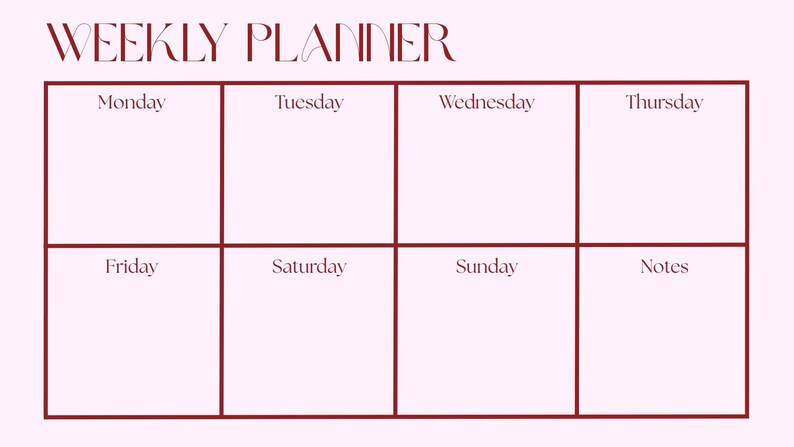 Digital Printable Weekly Planner - Etsy