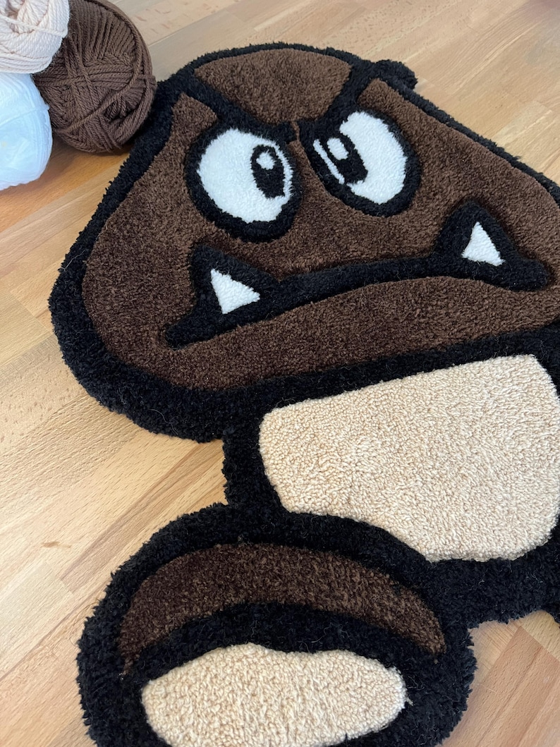 Goomba / Handmade Mario Tufted Rug / Custom Tufted Rug / Tufted Area ...