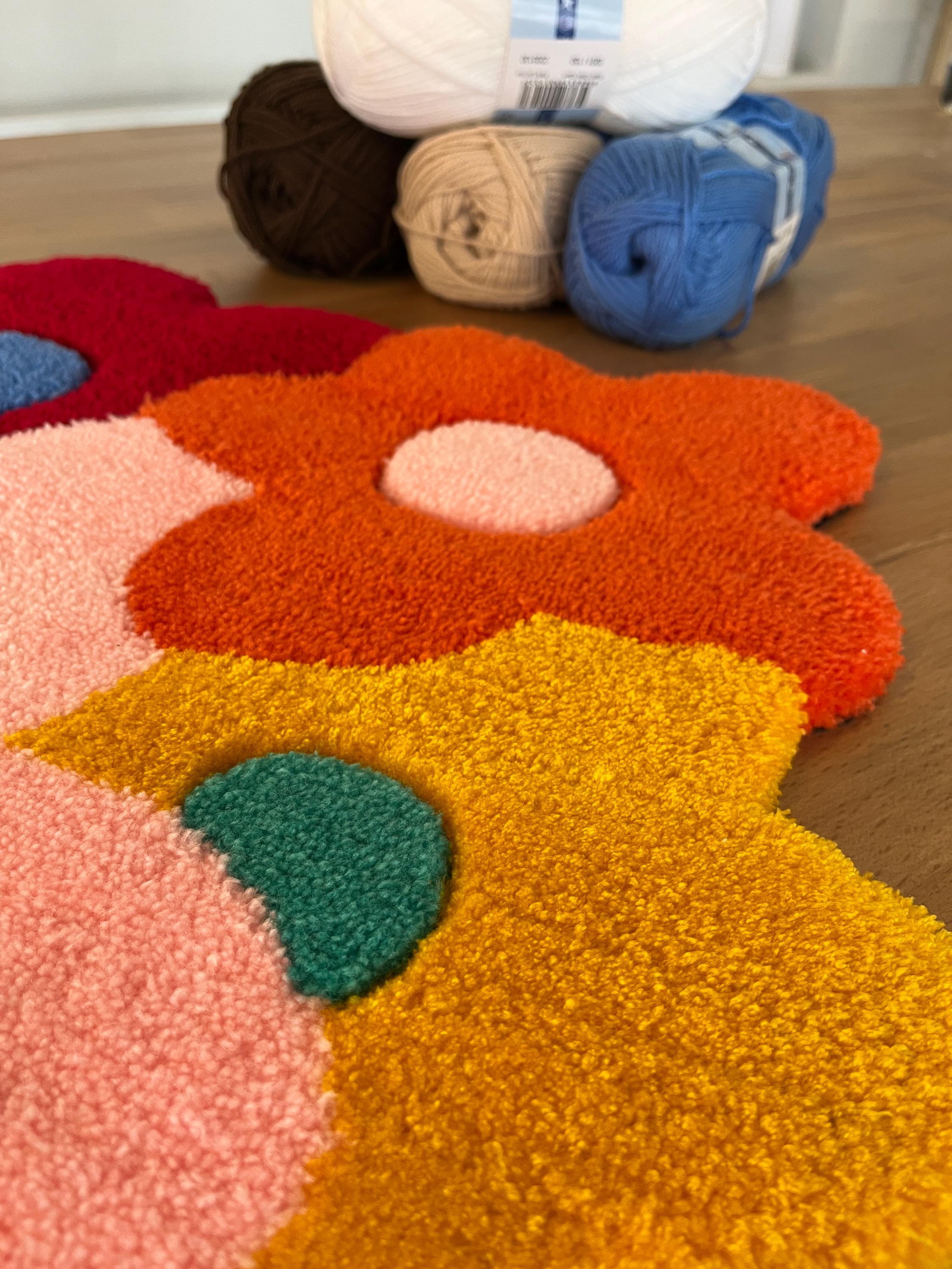 Colorful Flowers Tufted Rug / Custom Tufted Rug / Tufted Area Rug ...
