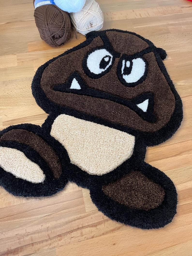 Goomba / Handmade Mario Tufted Rug / Custom Tufted Rug / Tufted Area ...