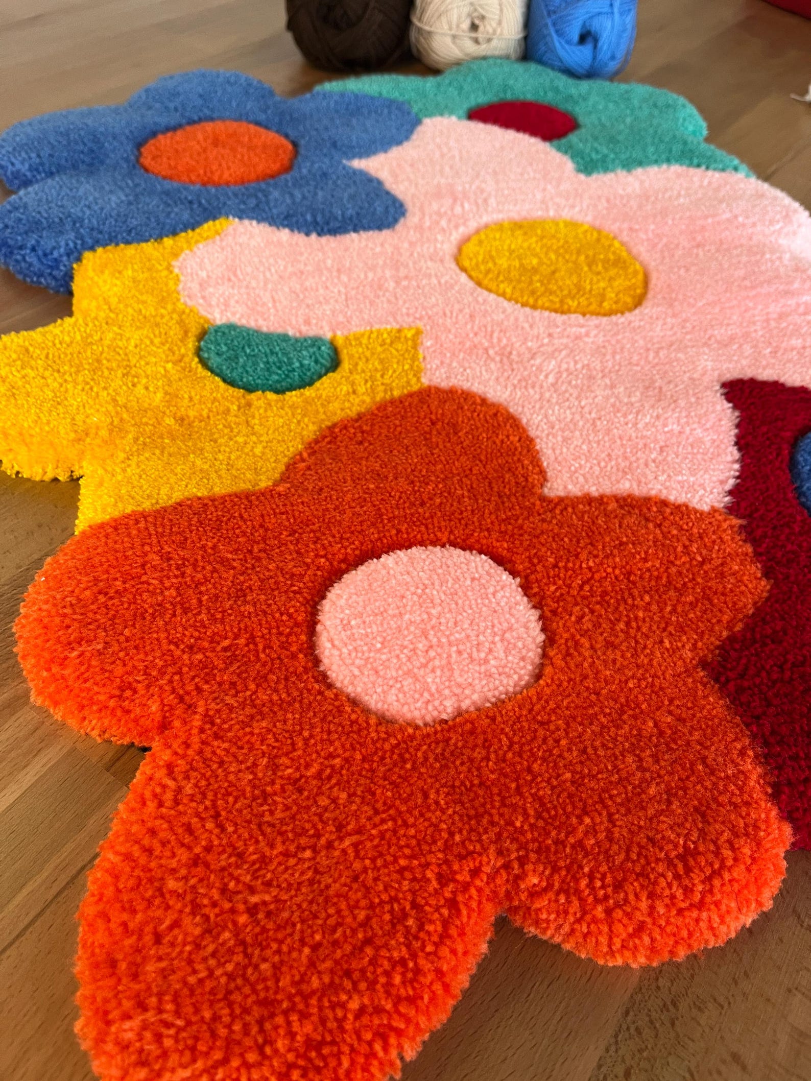 Colorful Flowers Tufted Rug / Custom Tufted Rug / Tufted Area Rug ...