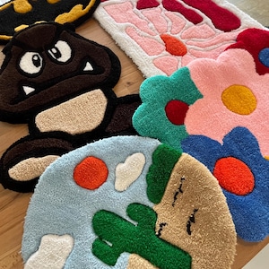 Goomba / Handmade Mario Tufted Rug / Custom Tufted Rug / Tufted Area ...