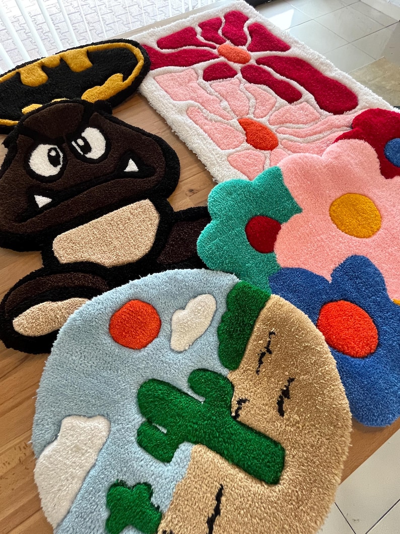 Colorful Flowers Tufted Rug / Custom Tufted Rug / Tufted Area Rug ...