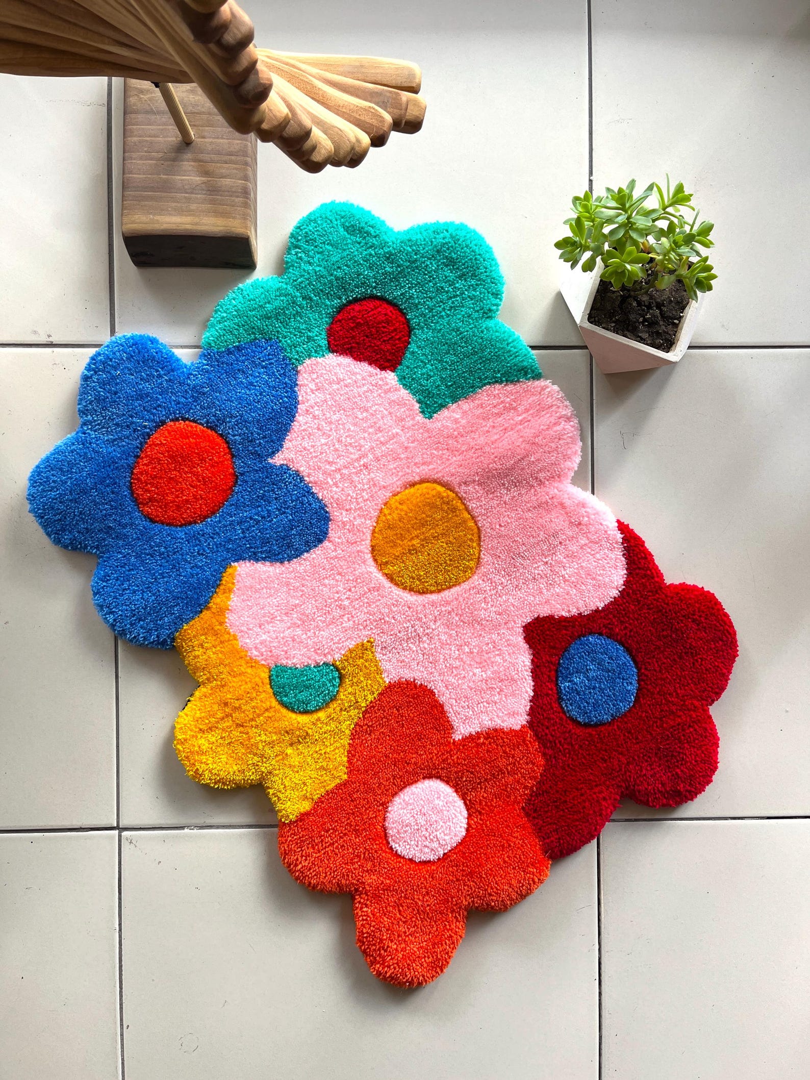 Colorful Flowers Tufted Rug / Custom Tufted Rug / Tufted Area Rug ...