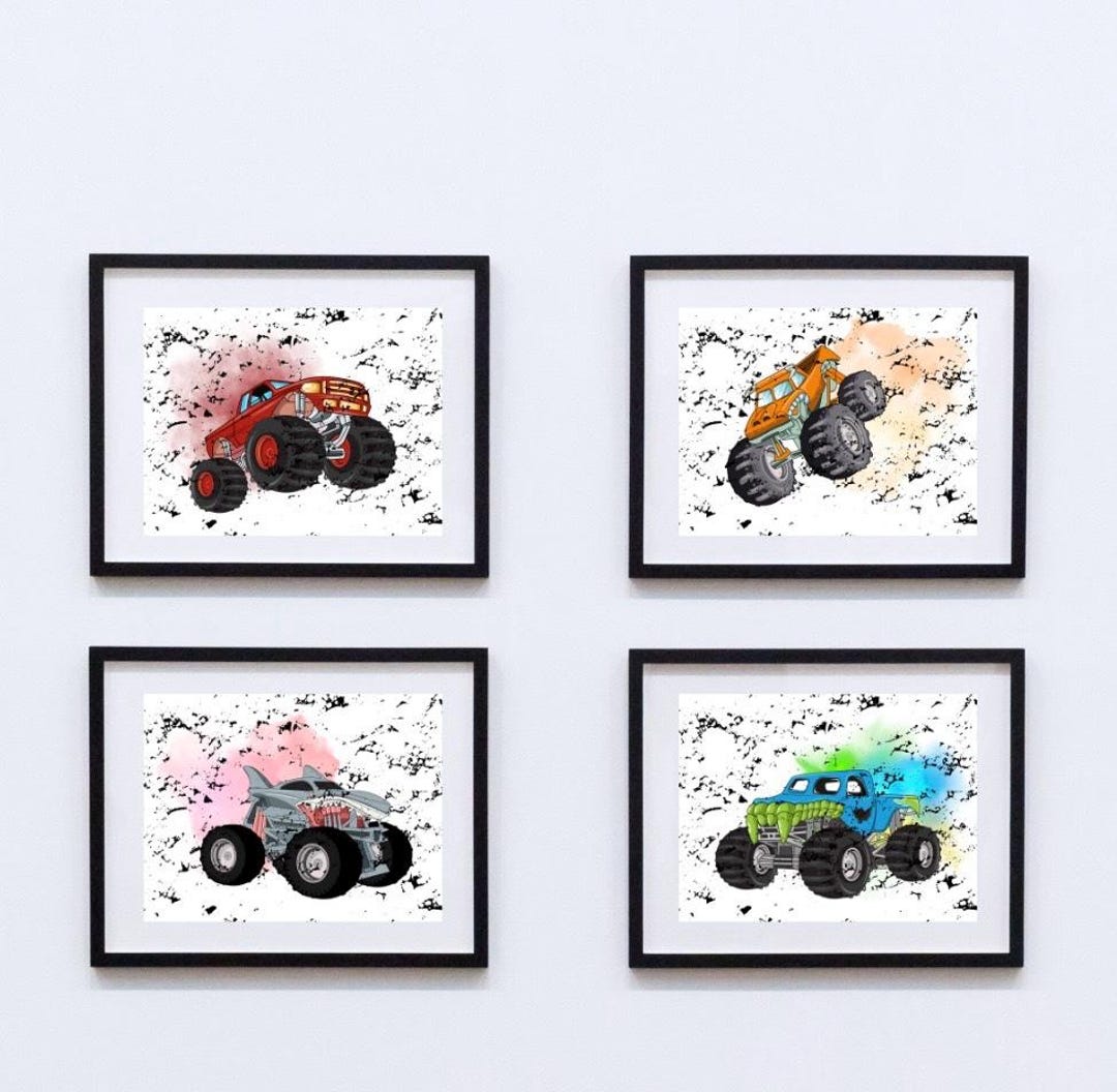 PRINTABLE, Monster Truck Wall Art, Digital Prints, Kids Room Decor - Etsy