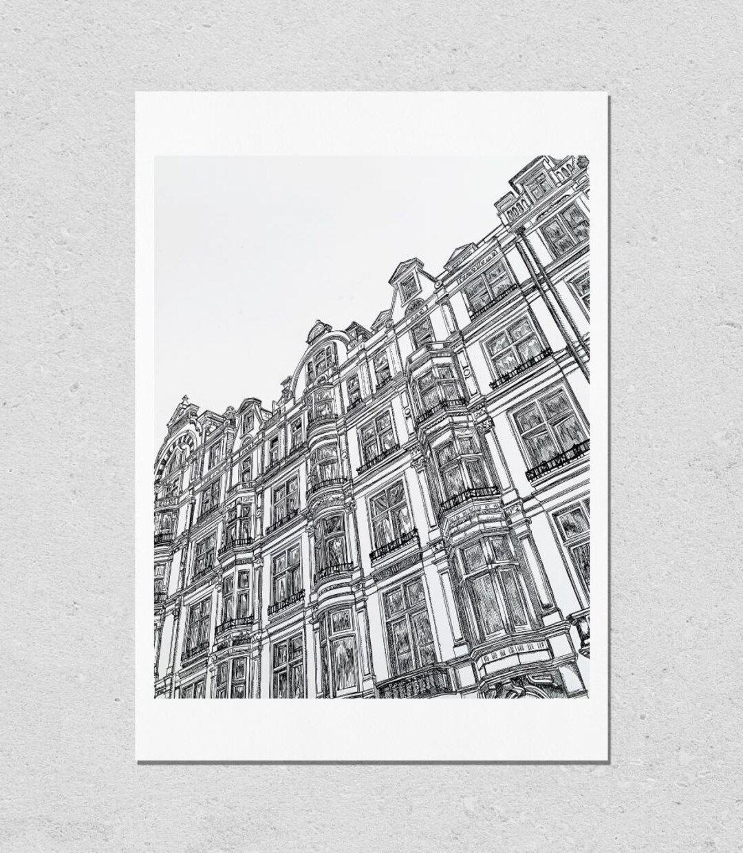 British Museum Queue View Drawing Print | London Travel Architecture ...