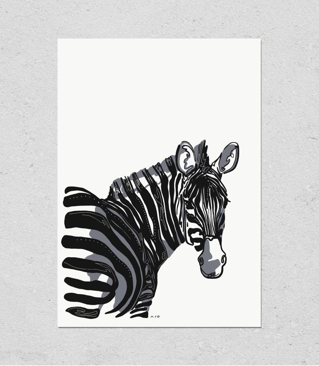 Zebra Illustration Art Print: Bold Animal Wall Decor - Etsy
