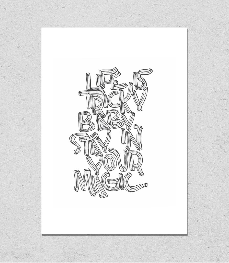 Life is Tricky Baby Quote Print: Hand-drawn Typography Art - Etsy