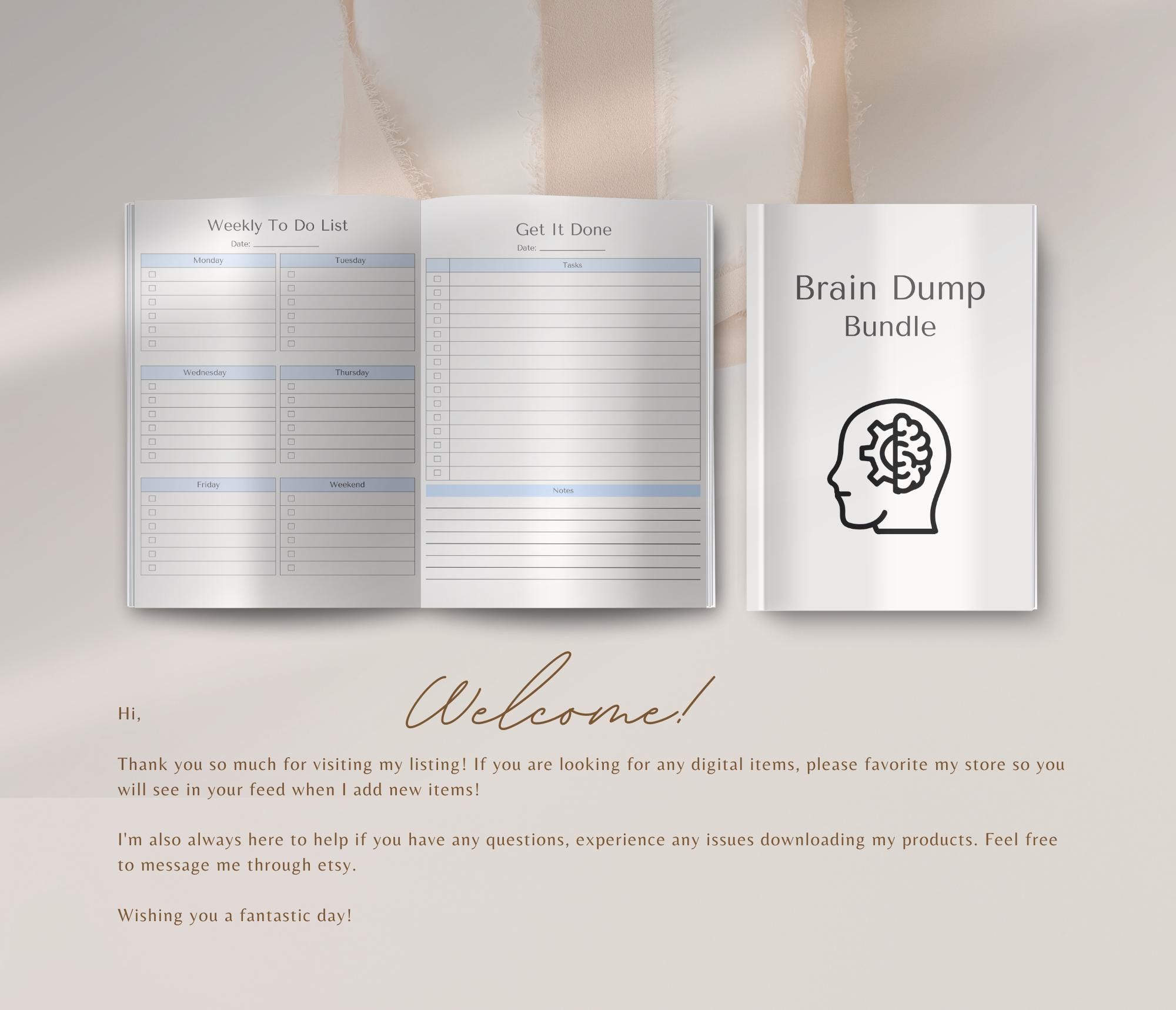 Brain Dump Bundle | Digital Brain Dump Worksheets | Printable Mental ...