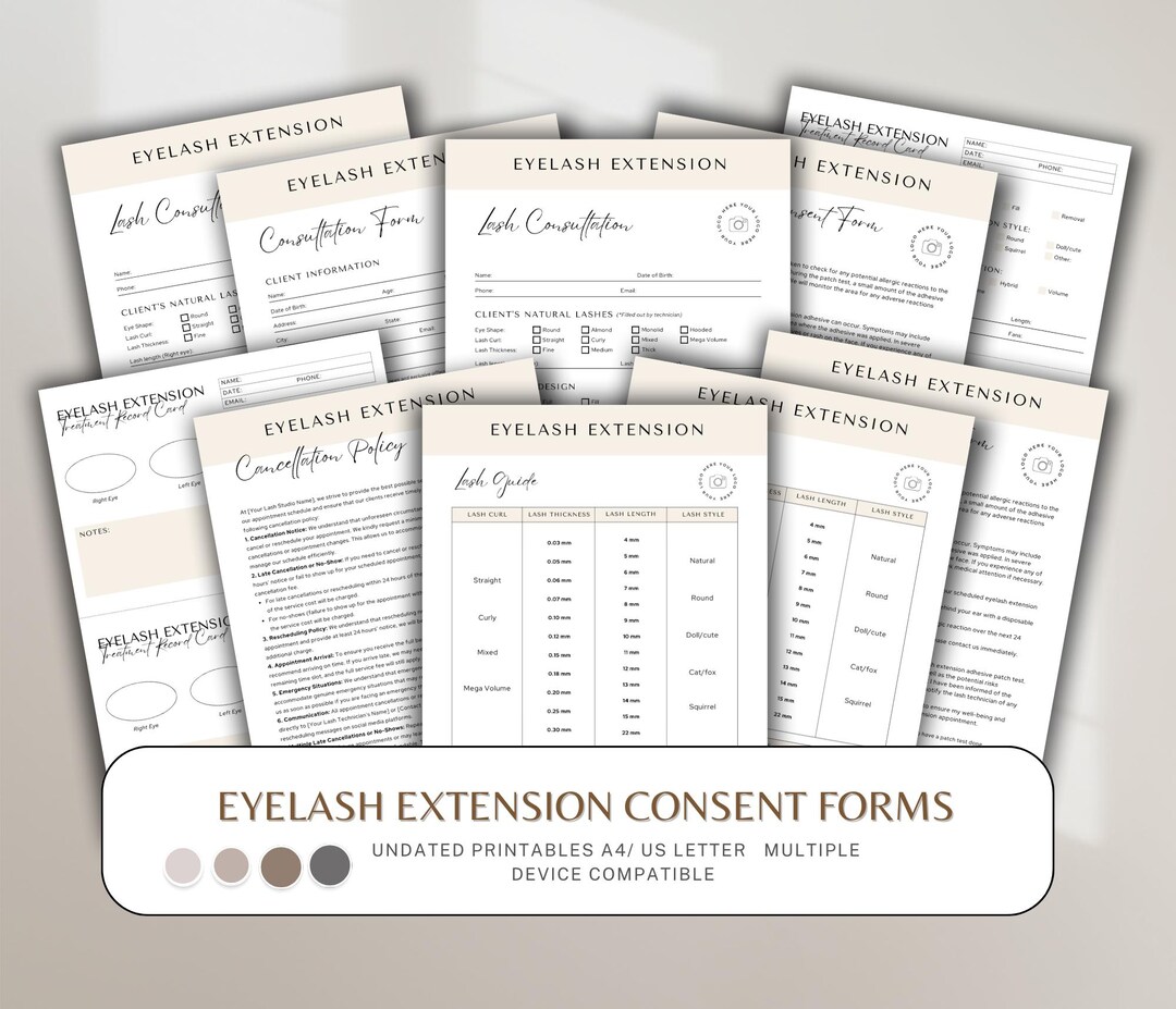 Eyelash Extension Consent Form Template | Printable Client Waiver ...