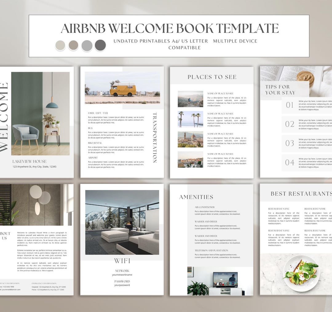 Beige Airbnb Welcome Book Template | Editable Guest Guide | Rental Info ...