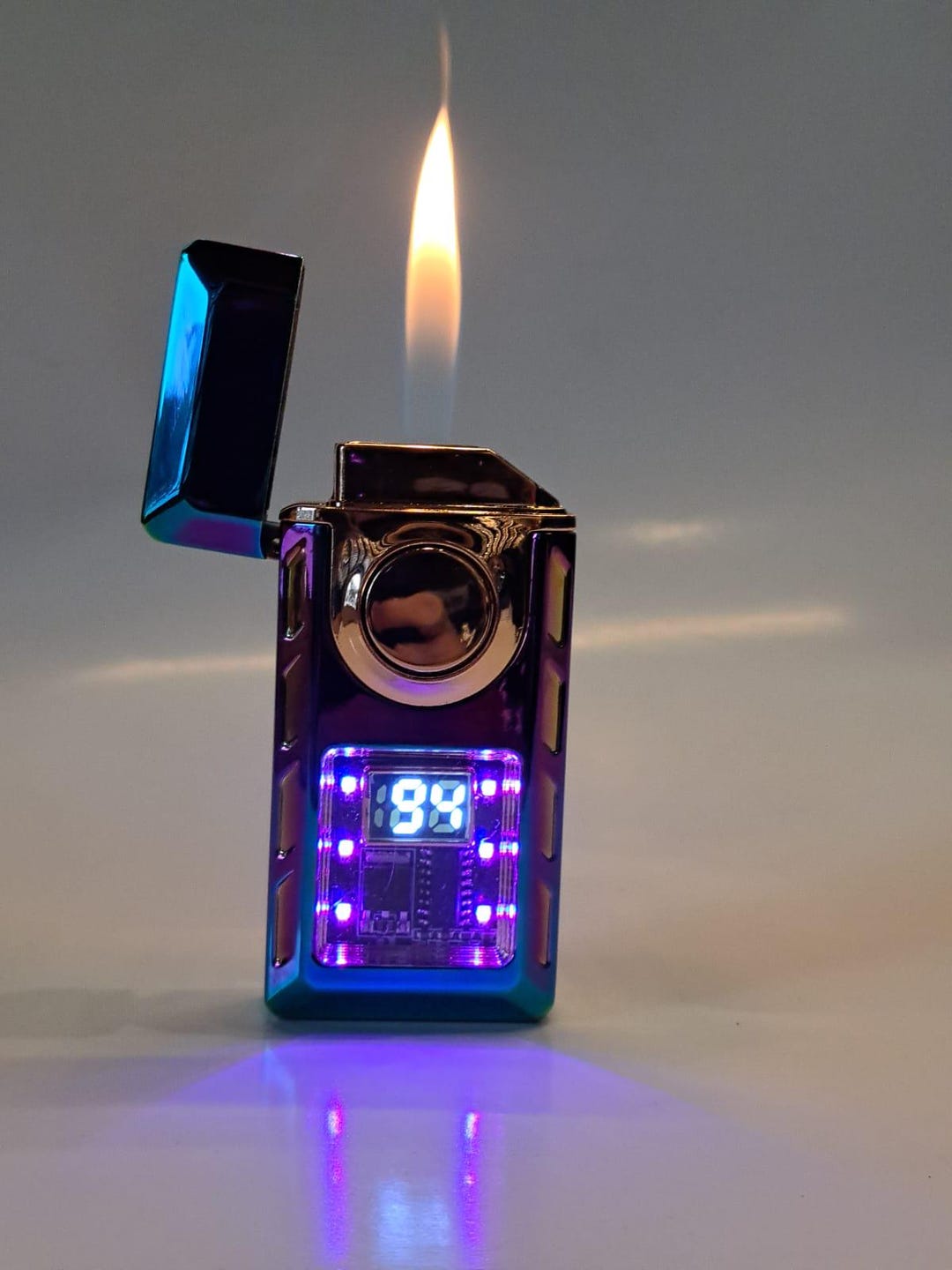 Voice Activated Torch Lighter With Digital Display – Rainbow & Gunmetal ...