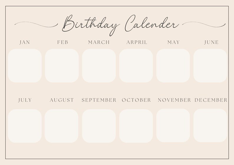 Birthday Calander - Etsy