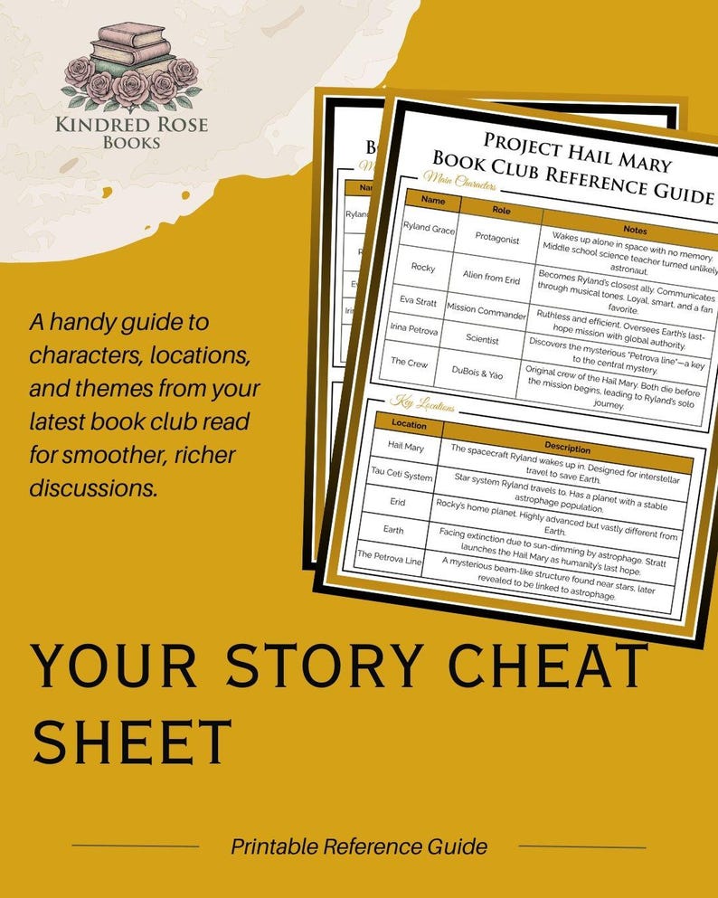 Project Hail Mary: Book Reference Guide - Etsy