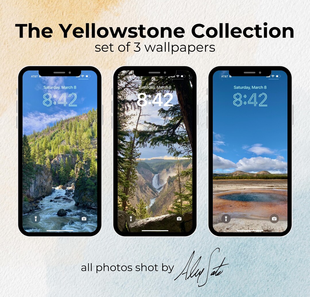 Yellowstone Phone Wallpapers | Digital Download | Geysers, Mountains ...