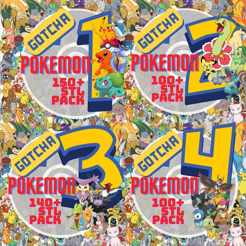 Pokemon STL Pack – Gen 1-4 +500 STL File | High-quality 3D Print Model ...