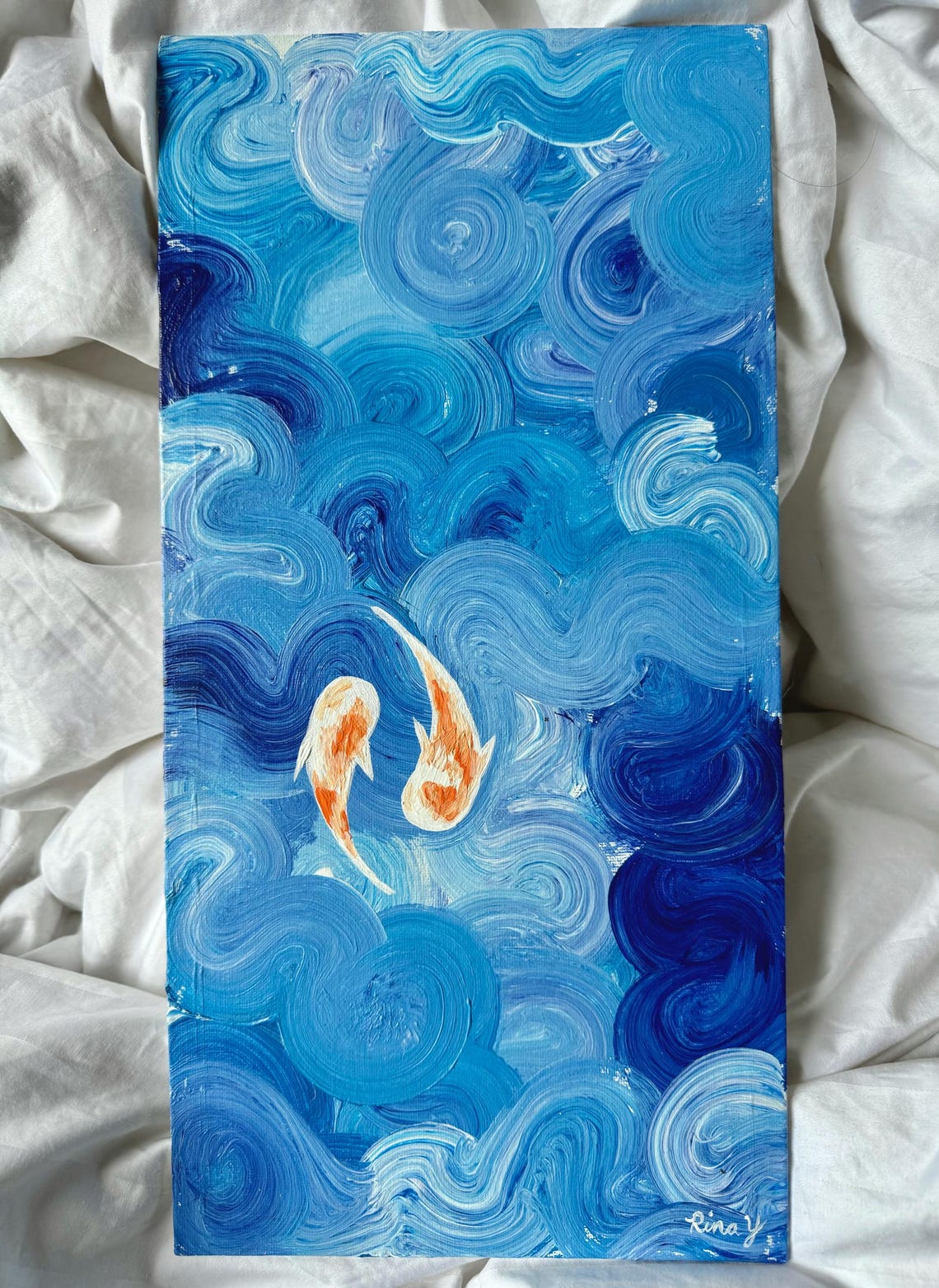 Original- Koi Pond- Abstract, Hand-painted - Etsy