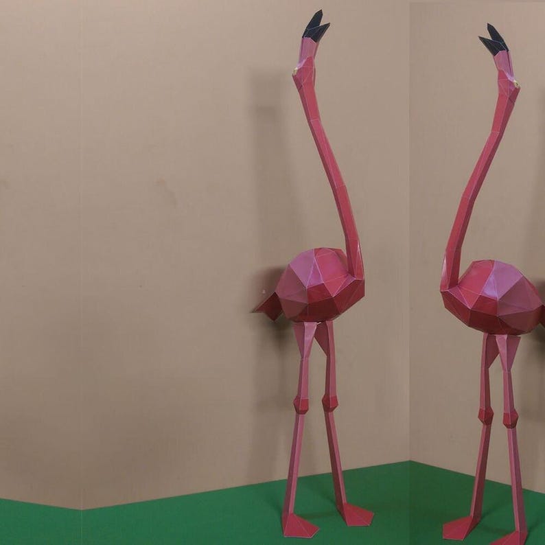 Papercraft Flamingo, 3D Paper Craft Model, DIY Paper Sculpture, Wall ...