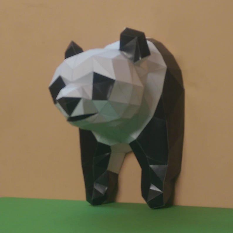 DIY Papercraft Template Panda Trophy Head , 3D Puzzle, 3D Paper Wall ...