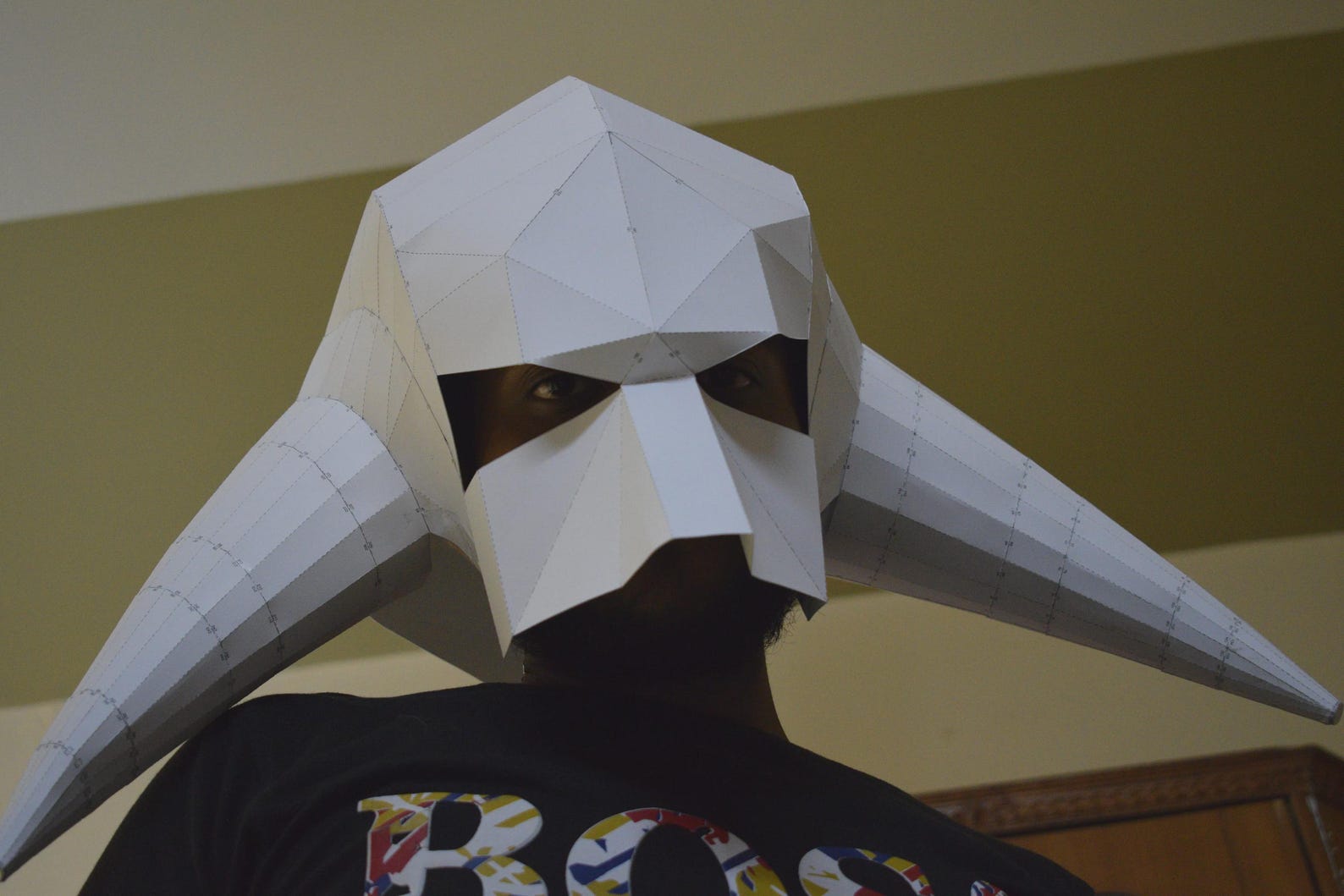 3D Papercraft Devil Mask Template, Paper Mask, Horned Skull Low Poly ...
