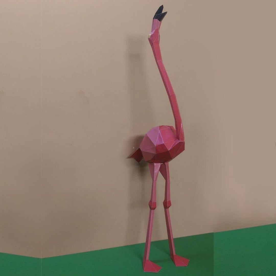 Papercraft Flamingo, 3D Paper Craft Model, DIY Paper Sculpture, Wall ...