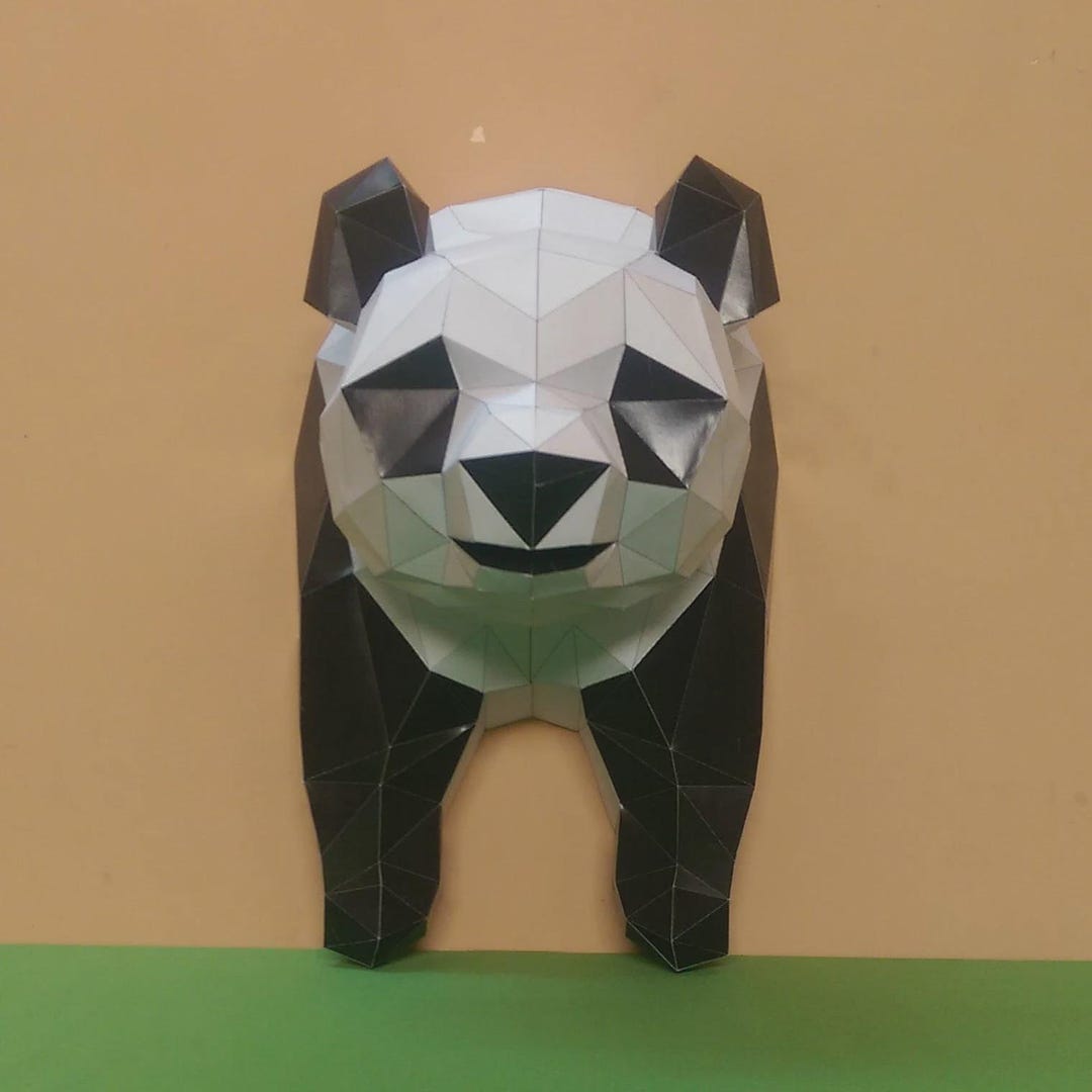 DIY Papercraft Template Panda Trophy Head , 3D Puzzle, 3D Paper Wall ...