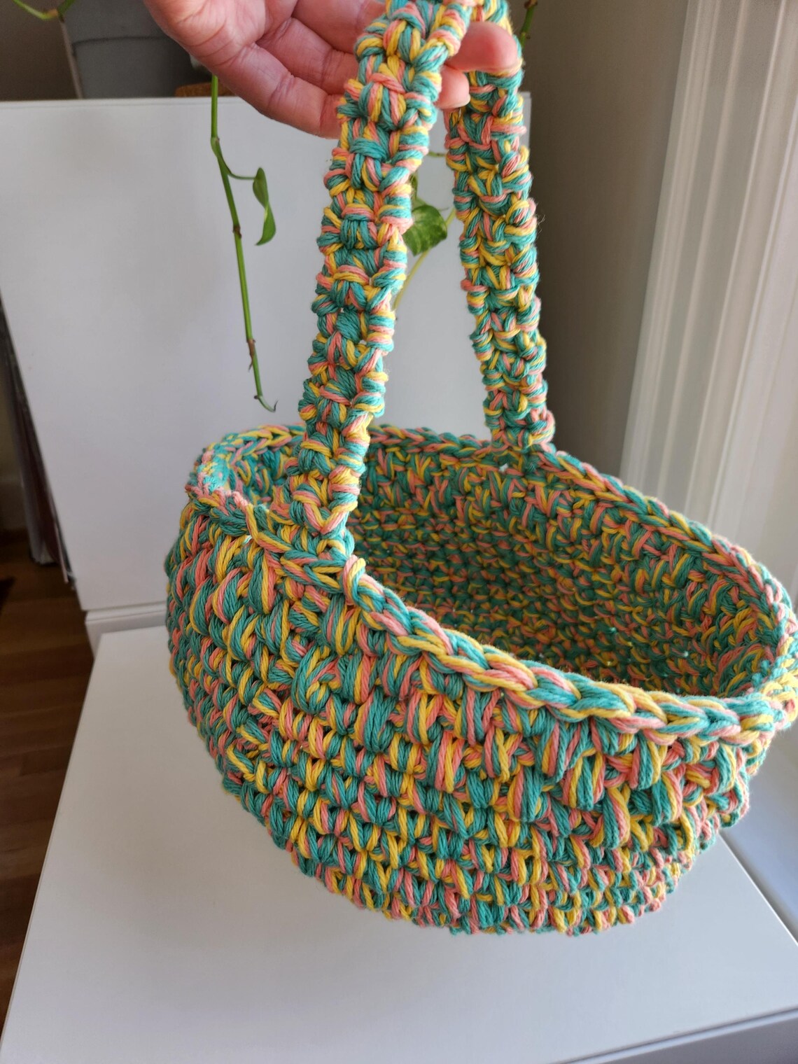 Handmade Easter Basket / Crochet Tri-color - Etsy