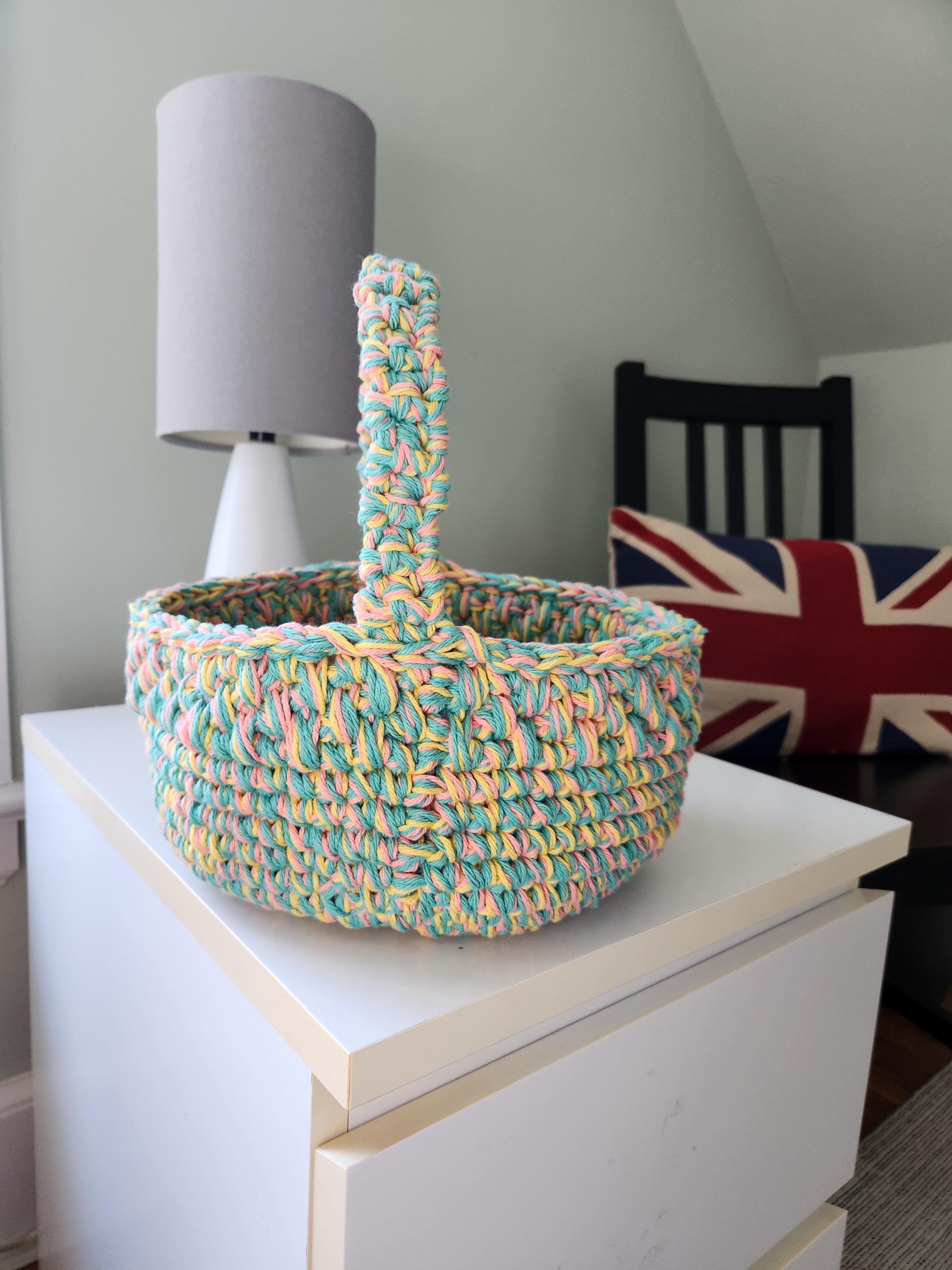 Handmade Easter Basket / Crochet Tri-color - Etsy