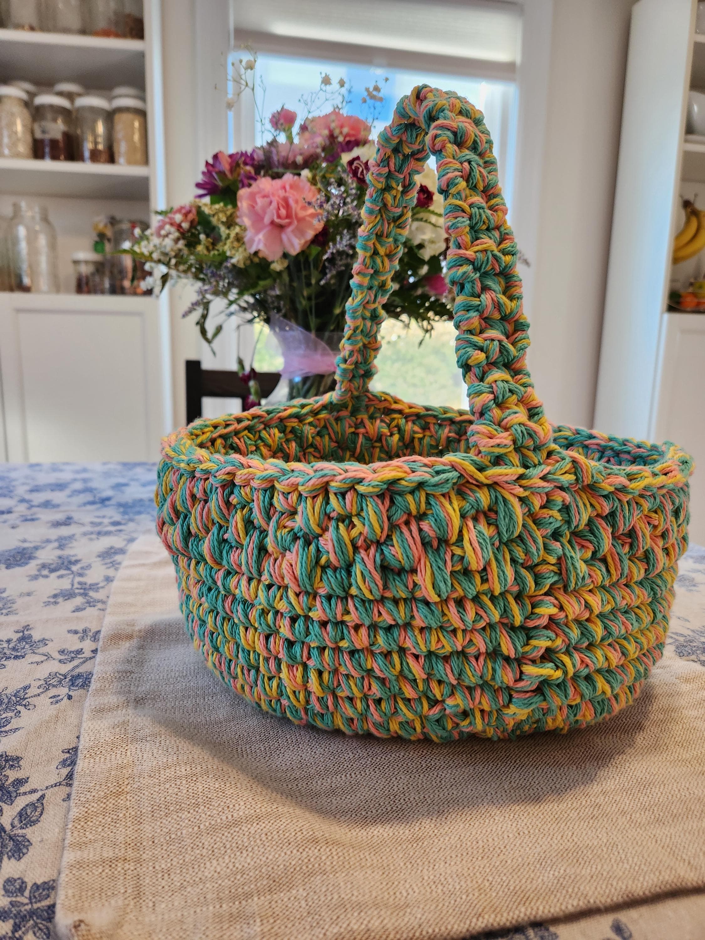 Handmade Easter Basket / Crochet Tri-color - Etsy