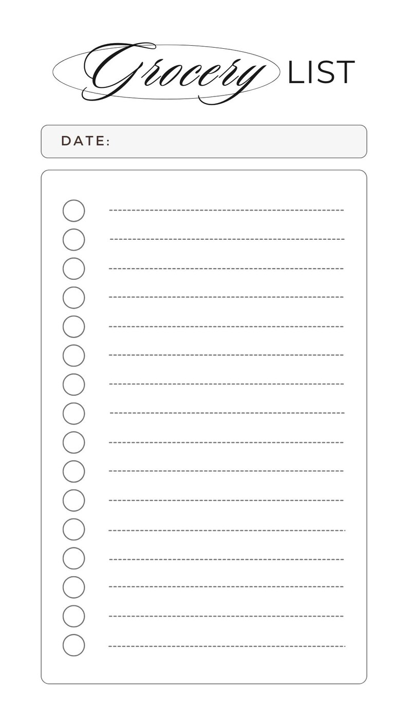 Minimalist Grocery List - Etsy