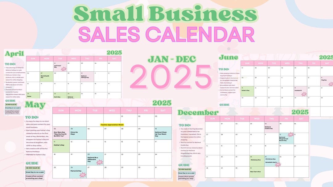 2025 Small Business SALES Calendar | Created by Anny Cricut's DIY - Etsy