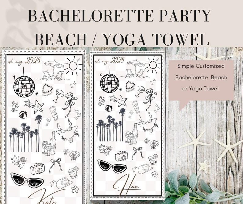 Bachelorette Beach Towel Template | Custom Yoga Towel Design | Editable ...