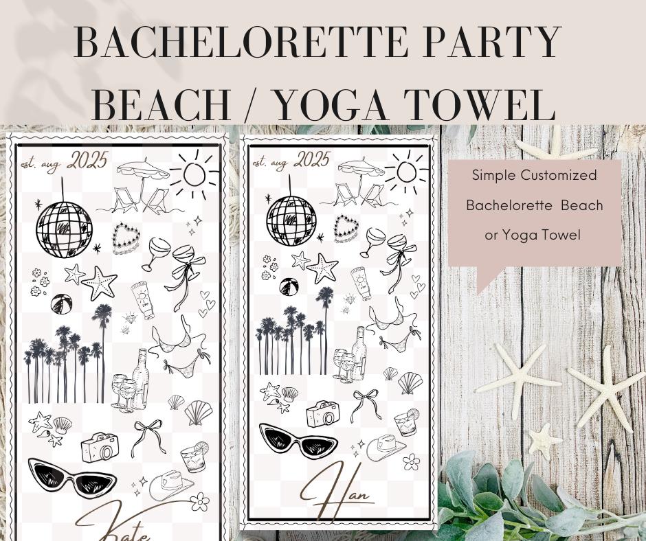 Bachelorette Beach Towel Template | Custom Yoga Towel Design | Editable ...