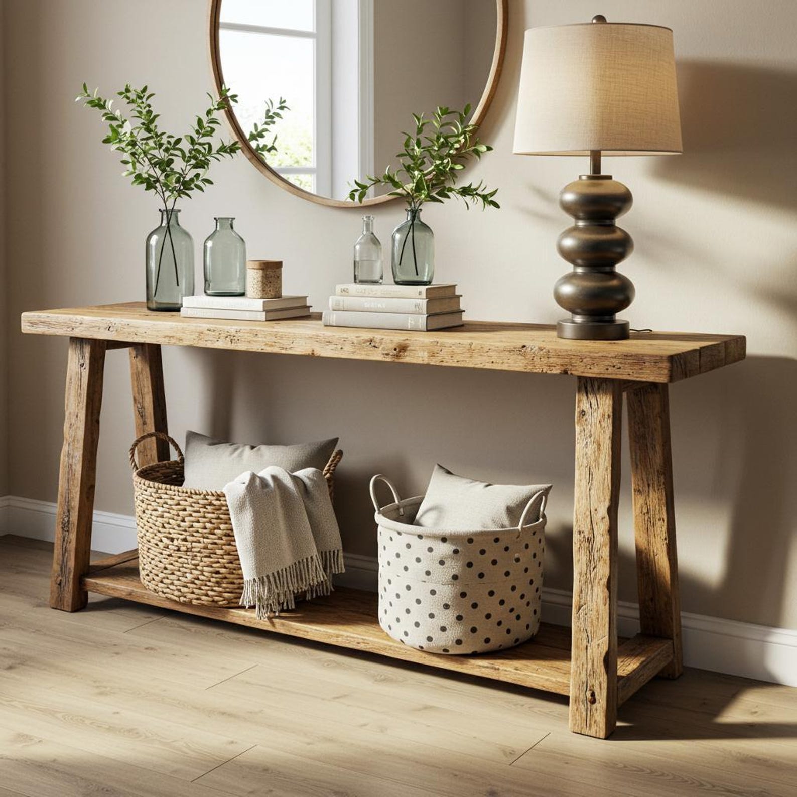 Rustic Reclaimed Wood Console Table for Entry Way Table Live Edge Wood ...