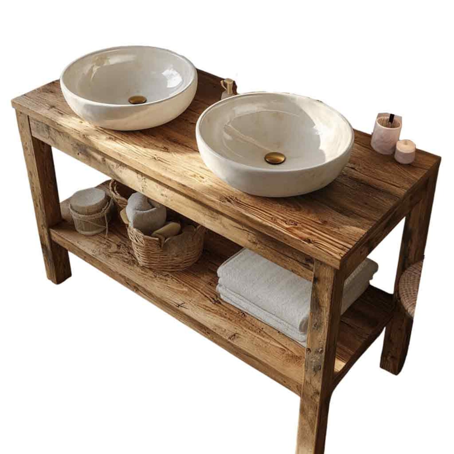 Rustic Wood Bathroom Vanity Custom Natural Bathroom Sink Vanity ...