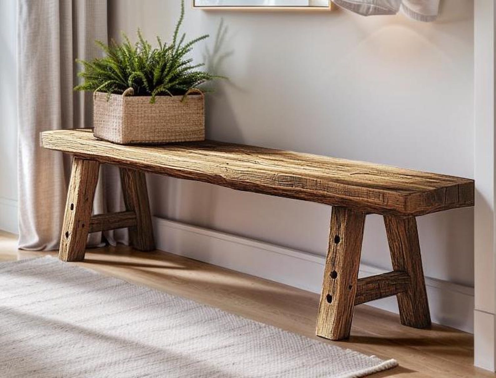 Reclaimed Wood Entry Bench Rustic Wood Bench Custom Entryway Bench ...
