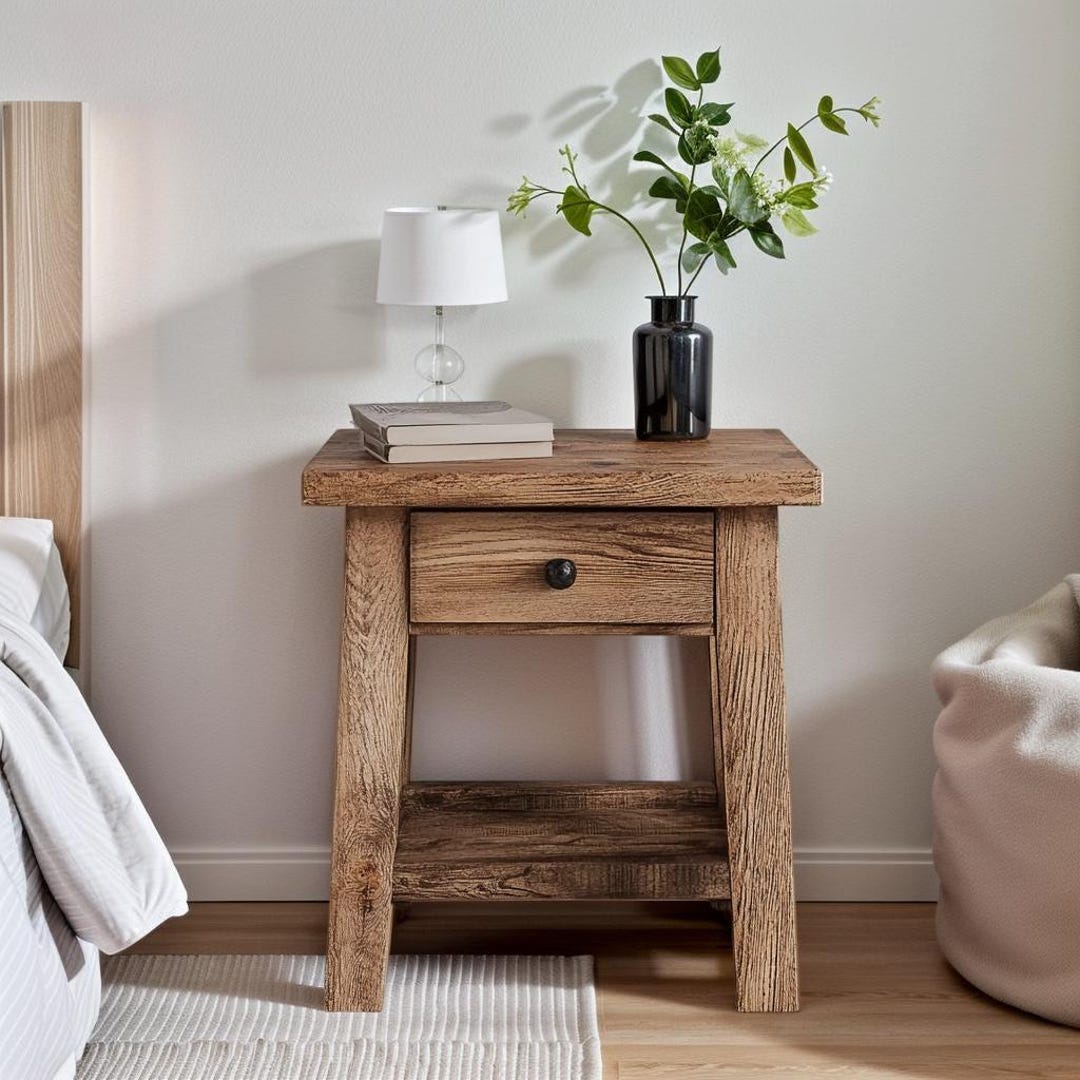 Rustic Reclaimed Wood Nightstand Rustic Nightstand With Drawer Handmade ...