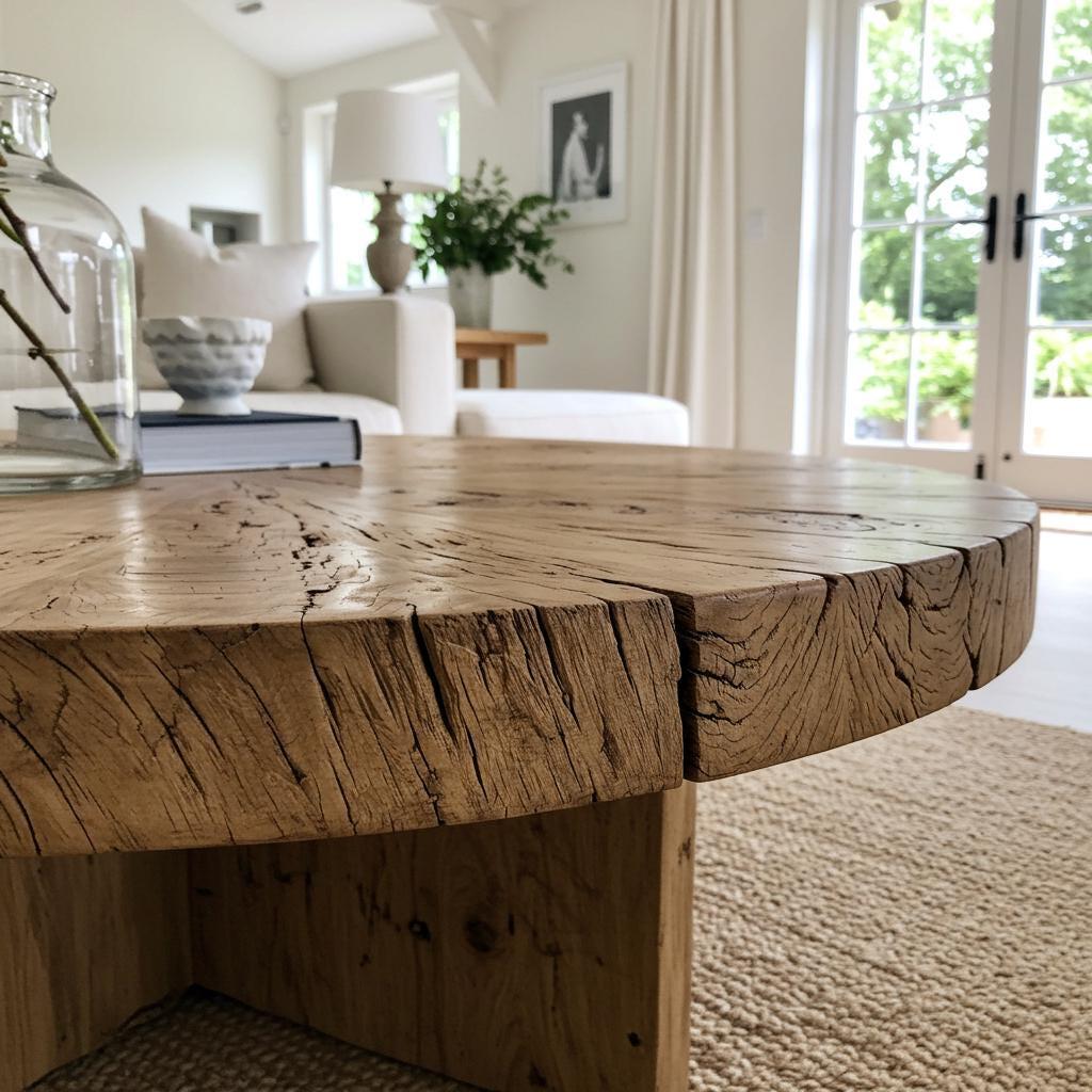 Reclaimed Wood Round Coffee Table Round Rustic Round Wood Coffee Table ...