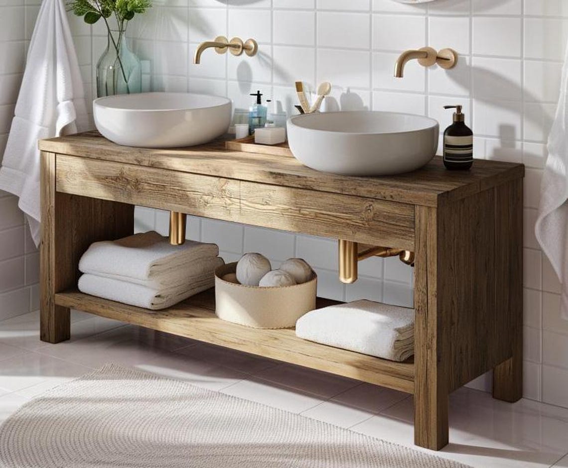 Rustic Bathroom Vanity Wood Custom Bathroom Vanity Reclaimed Wood Decor ...