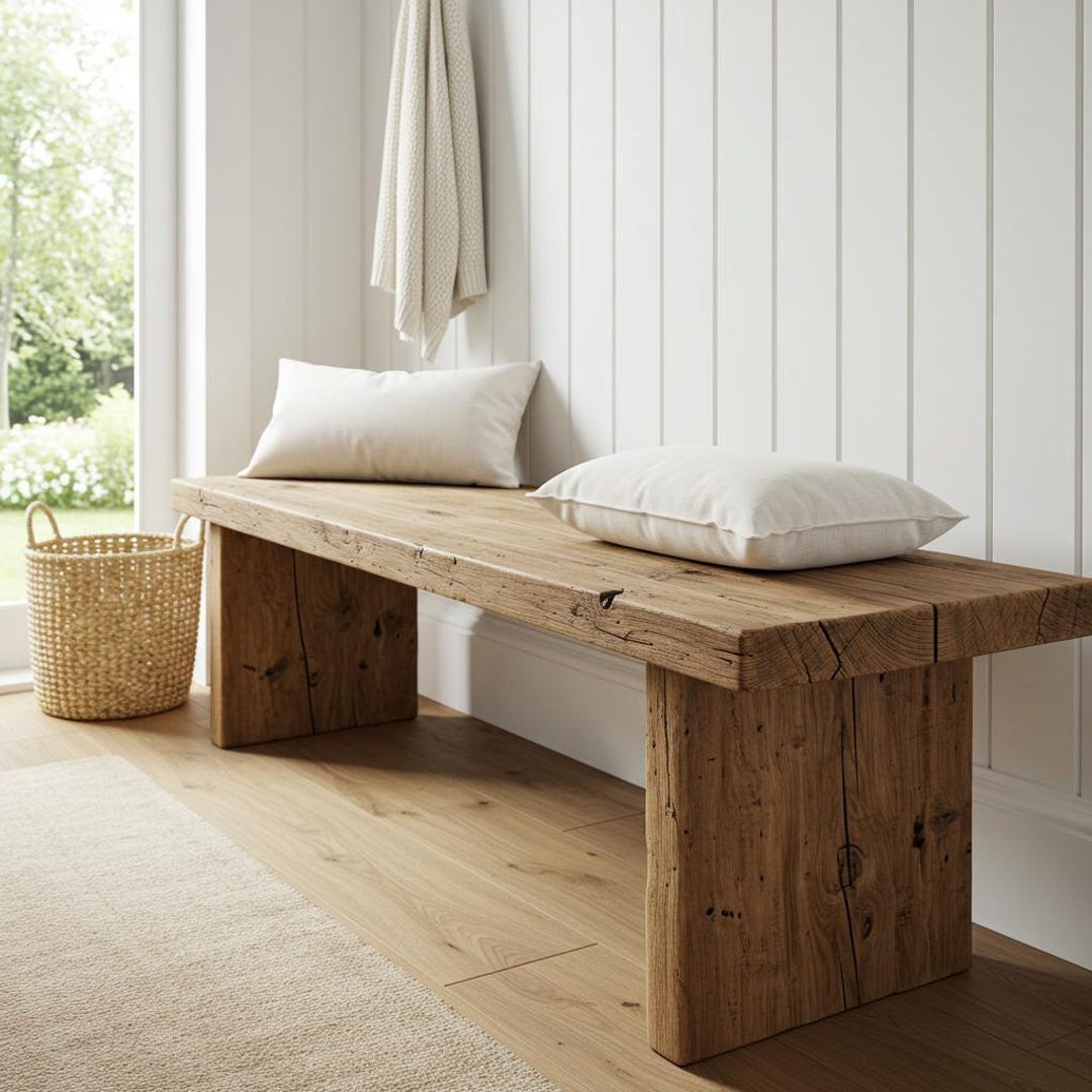 Rustic Reclaimed Wood Bench Entryway Rustic Wood Bench Long Custom ...