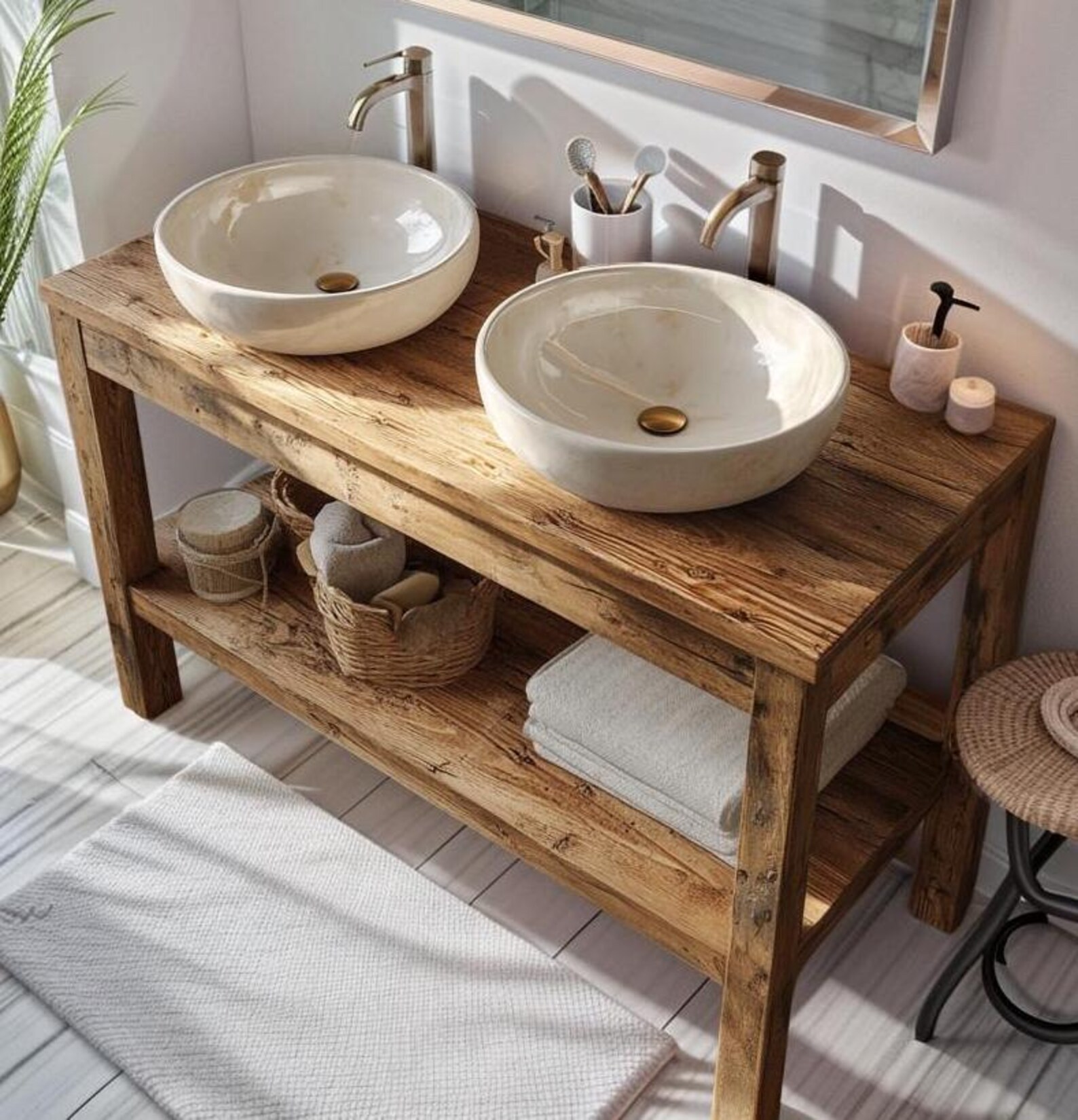Rustic Wood Bathroom Vanity Custom Natural Bathroom Sink Vanity ...