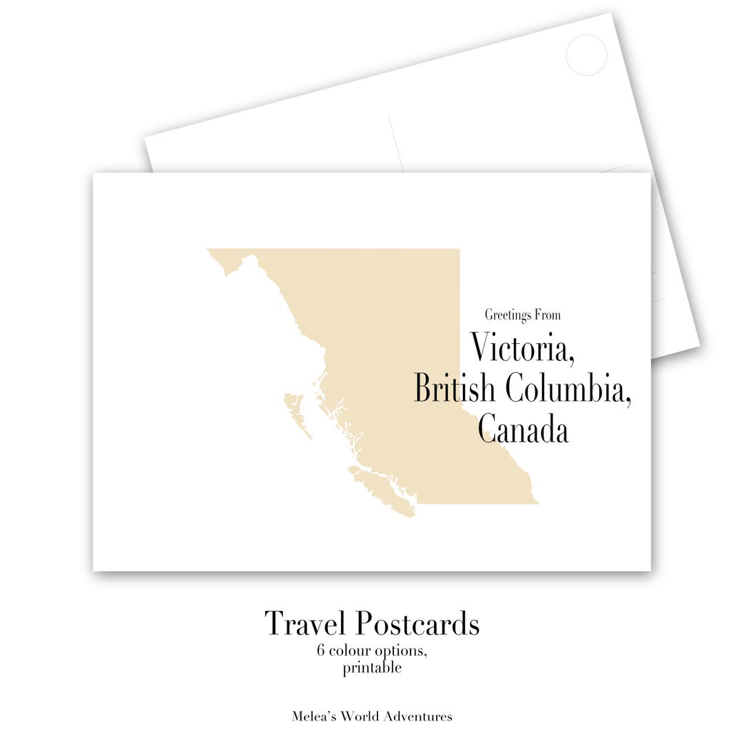 Printable Digital Postcard Victoria, British Columbia, Canada Postcard ...