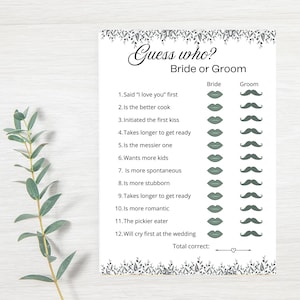 Guess Who? Bride or Groom Wedding Game - Printable Digital Download ...