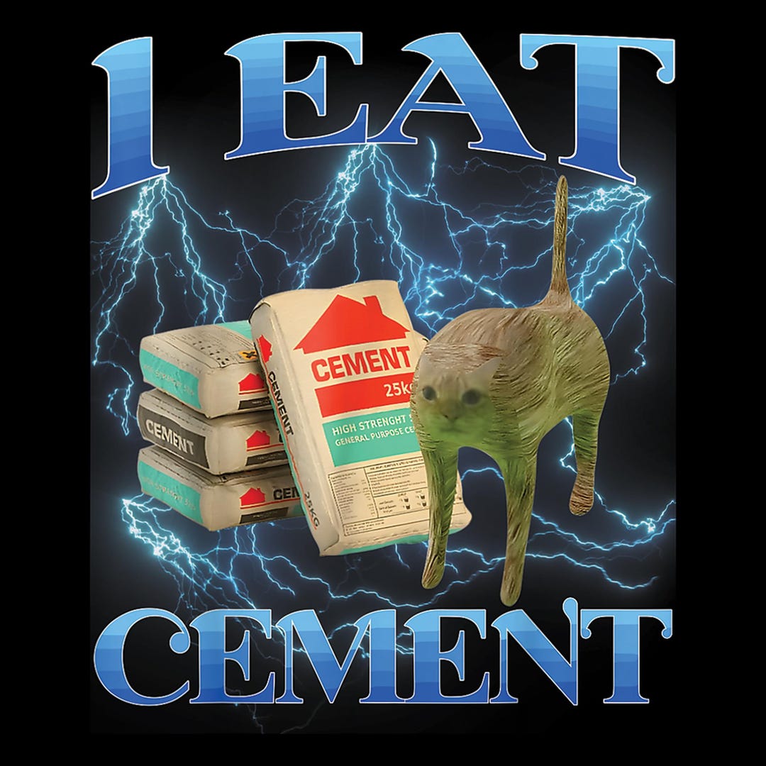 I Eat Cement PNG | Cursed Cat Meme Digital Download | Funny Surreal ...
