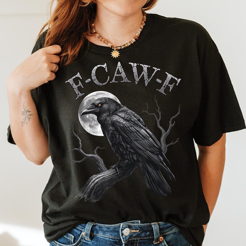 Funny F-caw-f Gothic Crow PNG T-shirt Design: F-caw-f Raven Art ...