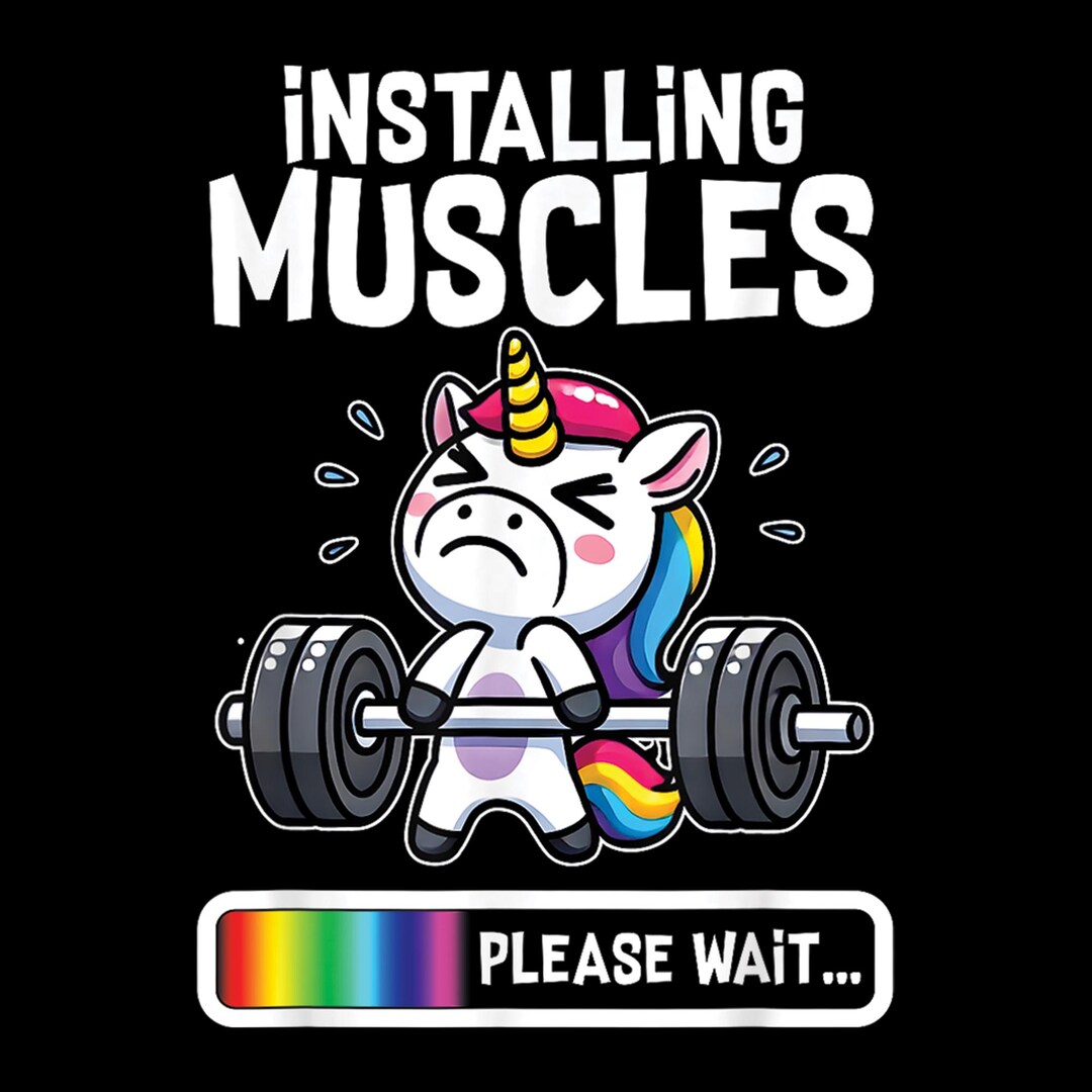 Installing Muscles PNG, Funny Gym Unicorn Design, Cute Fitness Workout Clipart, Digital Download ...