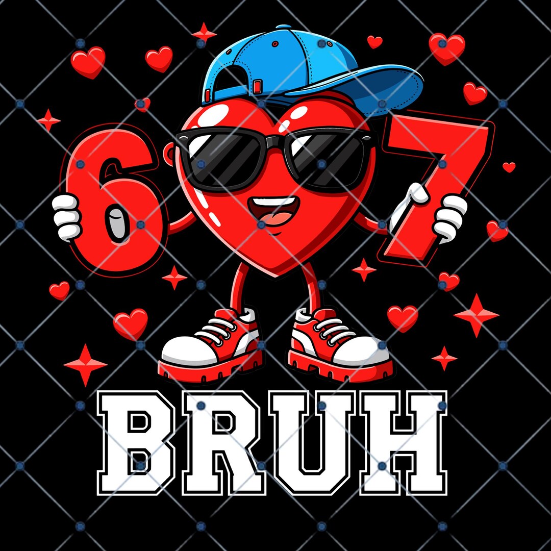67 BRUH PNG – Funny Heart Character Graphic, Cool Red Cartoon With ...