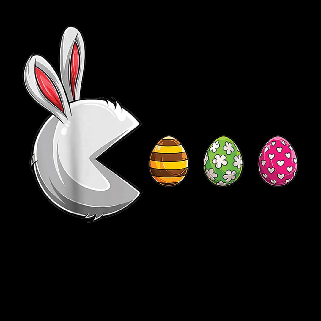 Easter Bunny Pac-man PNG, Funny Gamer Easter Egg Hunt Design, Retro ...