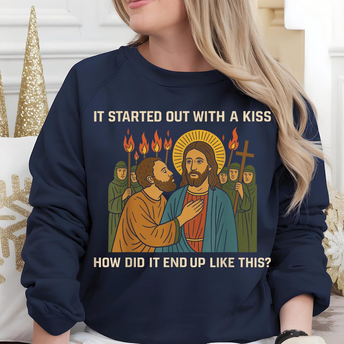 Judas Kiss Meme Art: Funny Religious Parody Design (PNG Digital ...